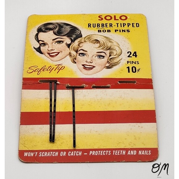 Hair | Vtg 196 Solo Rubbertipped Bob Pins 3 Bobby Pins Original Package ...